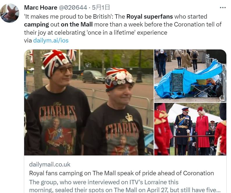 查理斯三世加冕典禮周六舉行 超級粉絲提前十日紮營霸位 | LIHKG 討論區